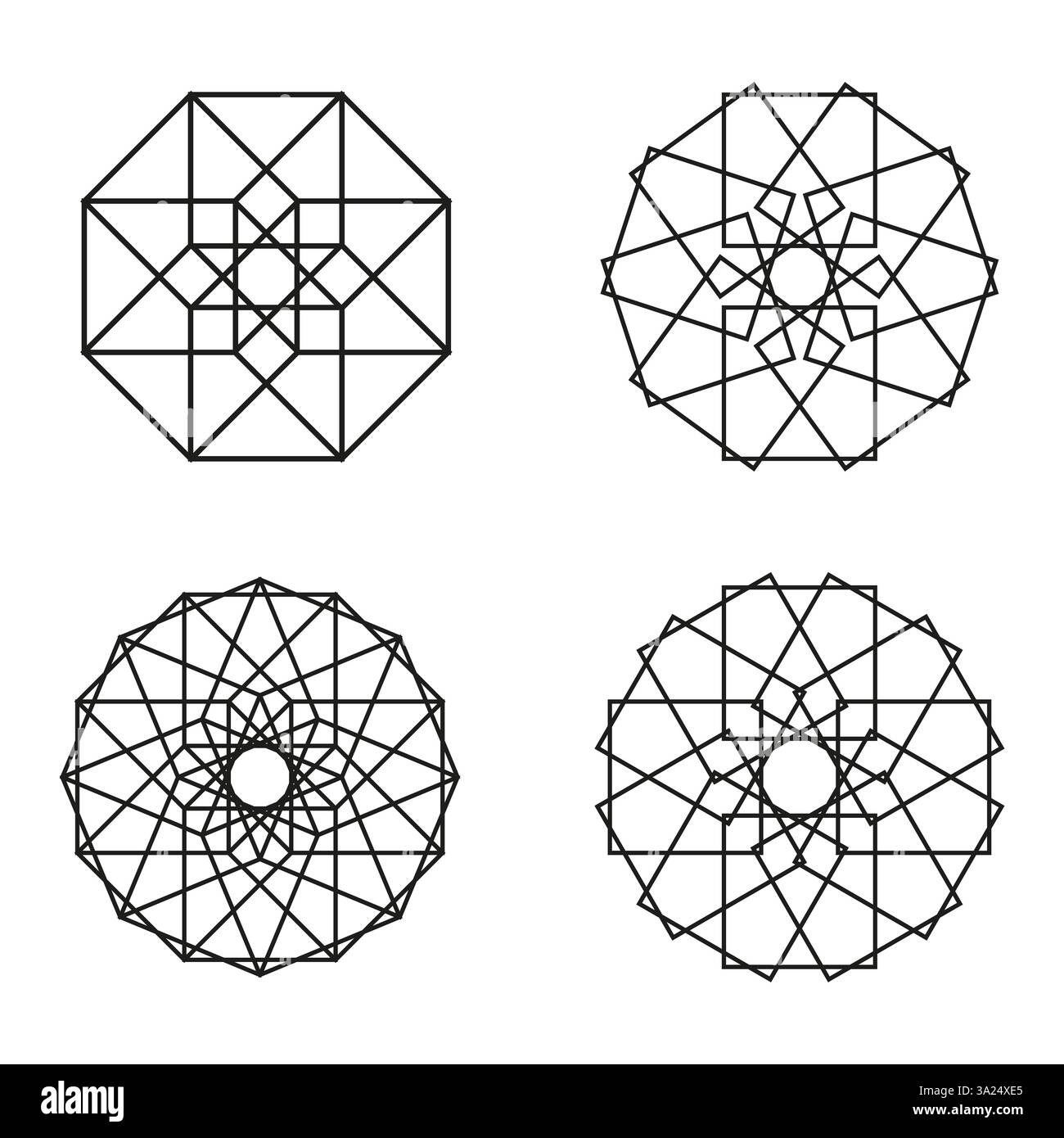 Geometric abstract shapes. Black white symmetry. Rotational pattern ...