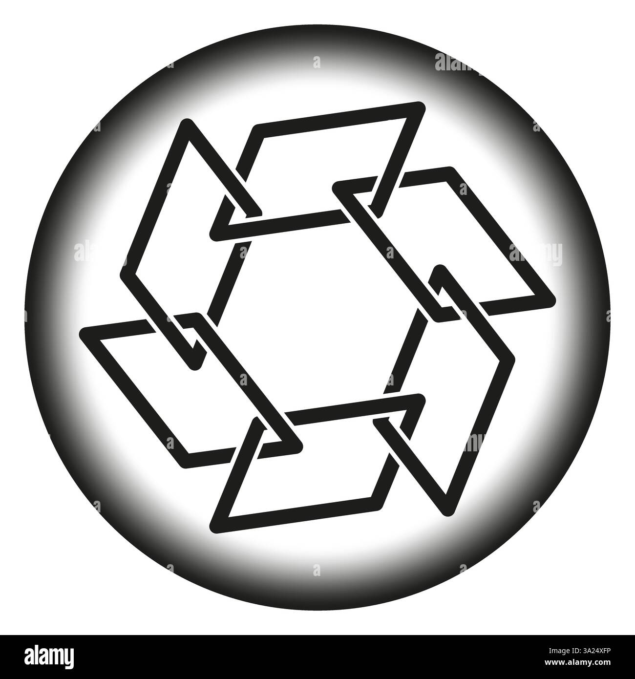 Hexagonal loop icon. Black geometric shape. Abstract closed cycle ...