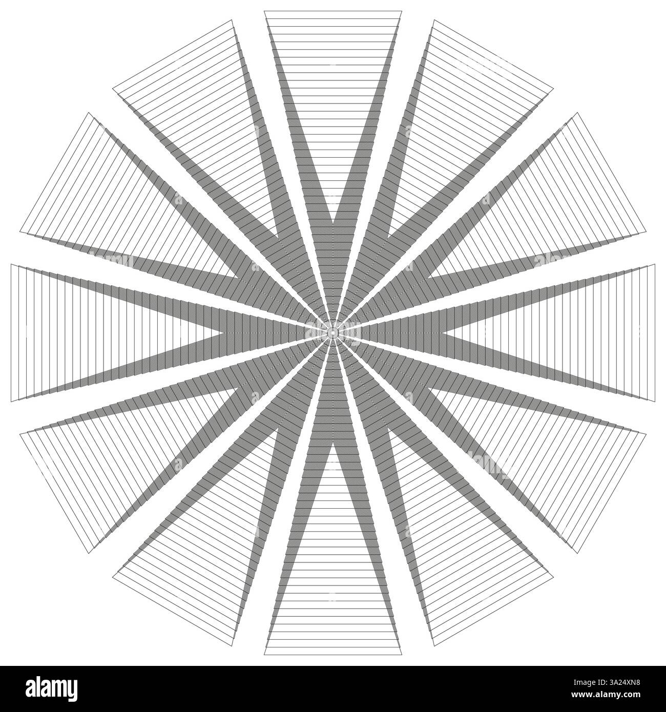 Geometric sun shape. Abstract radial pattern. Symmetric optical effect ...