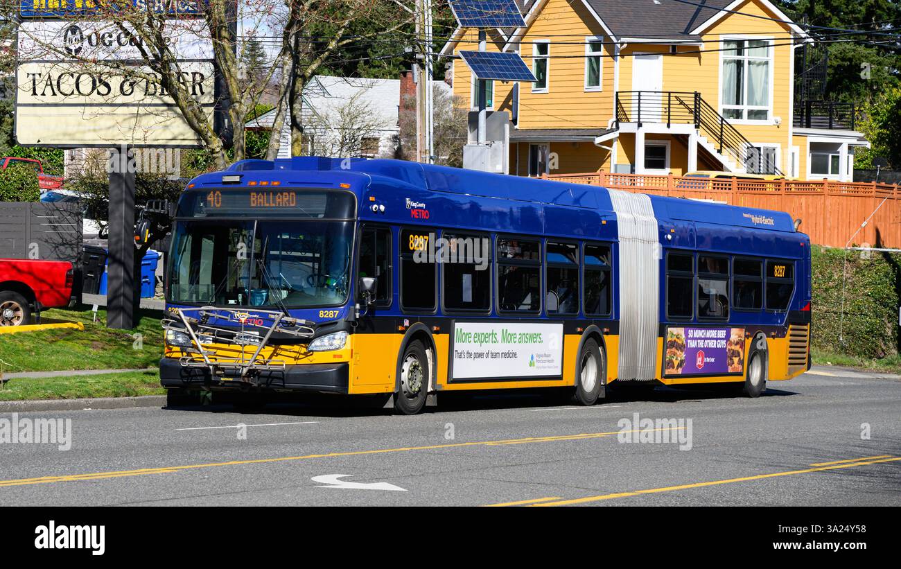 Seattle - March 7, 2025; King County Metro blue and yellow bus to ...