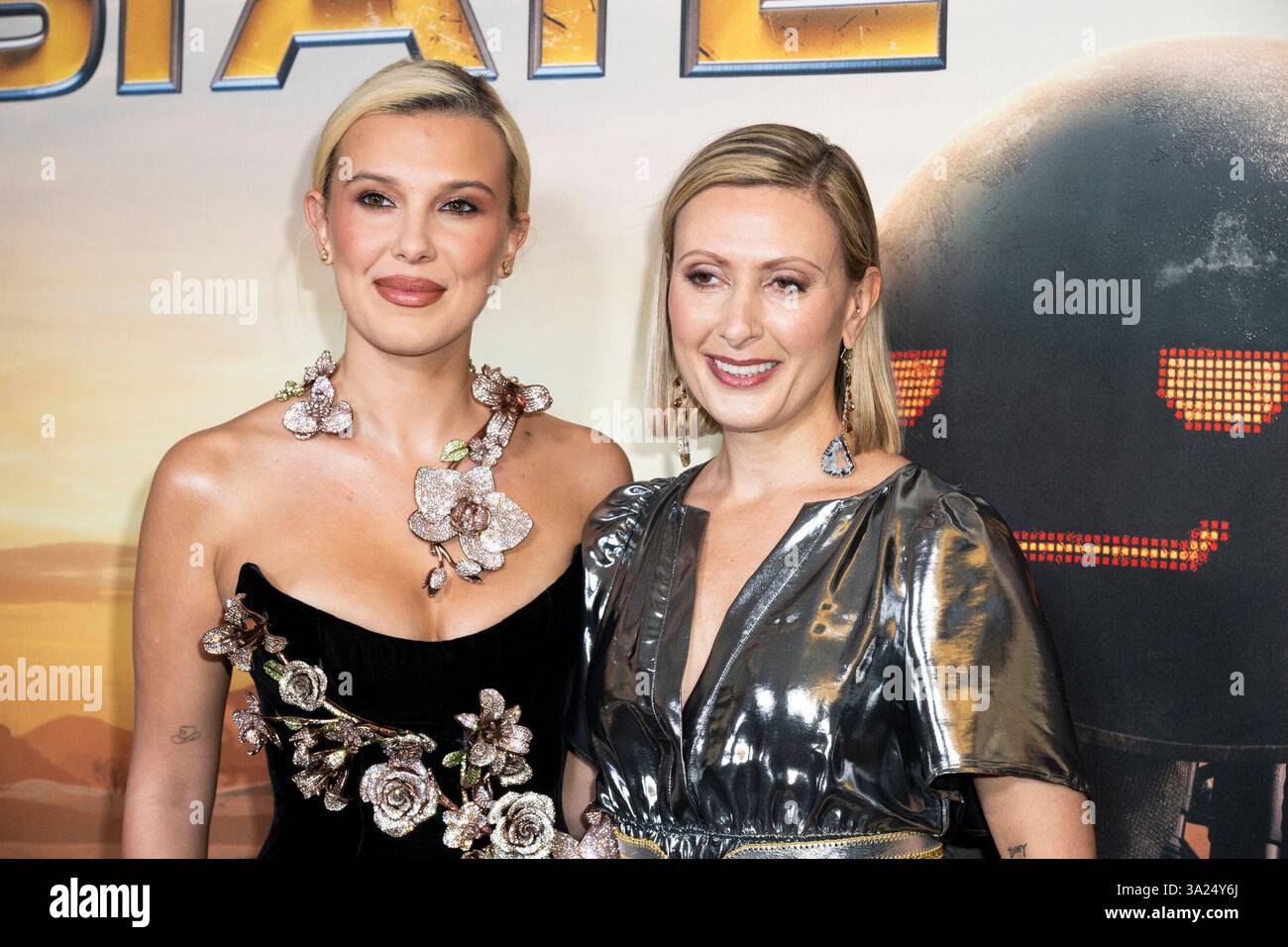 New York, USA. 11th Mar, 2025. Actress Millie Bobby Brown and producer ...