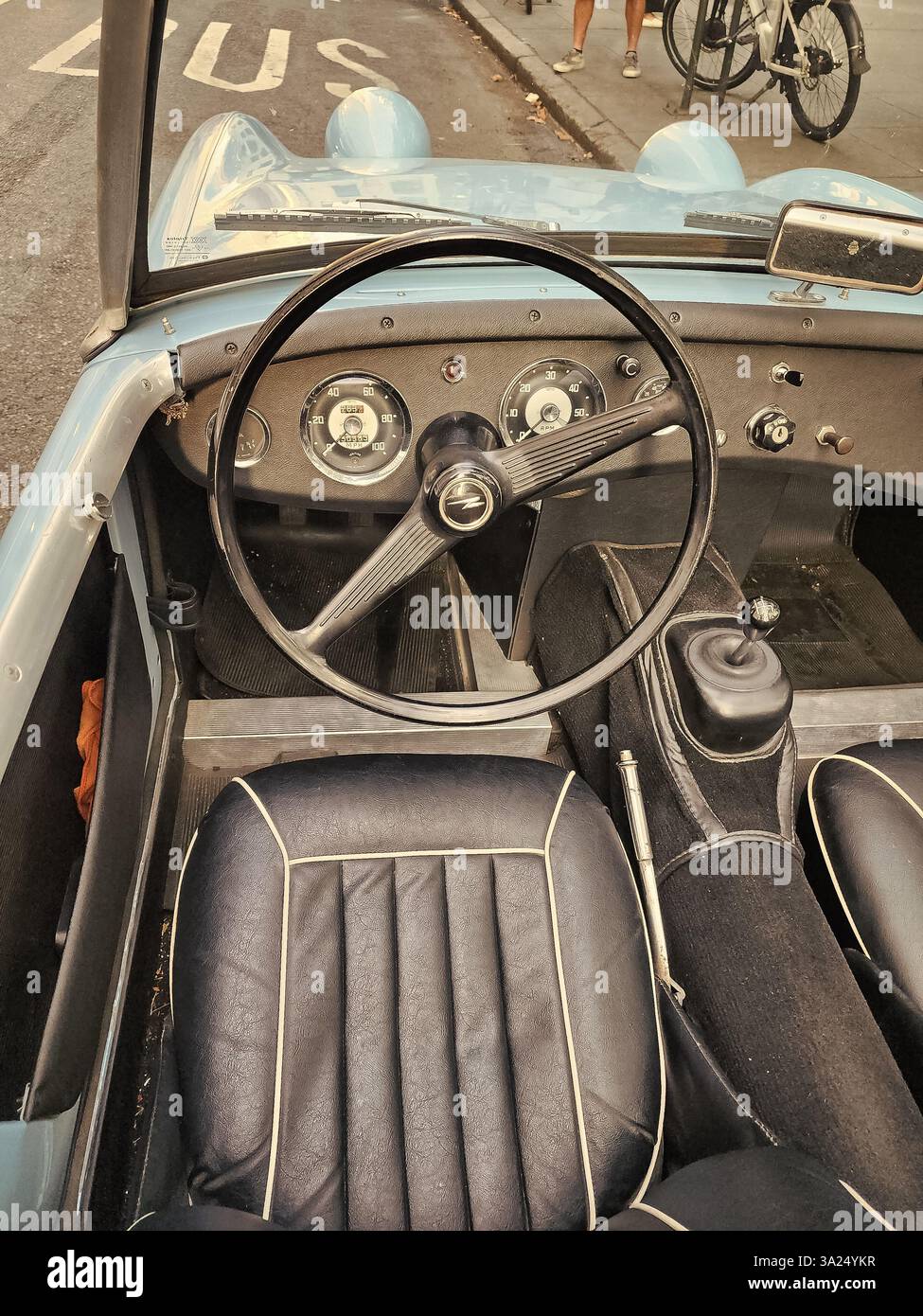 New York City, USA - August 06, 2023: car interior with steering wheel ...