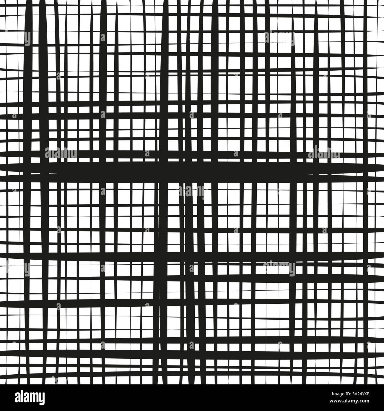 Distorted grid pattern. Abstract black lines. Geometric dynamic texture ...