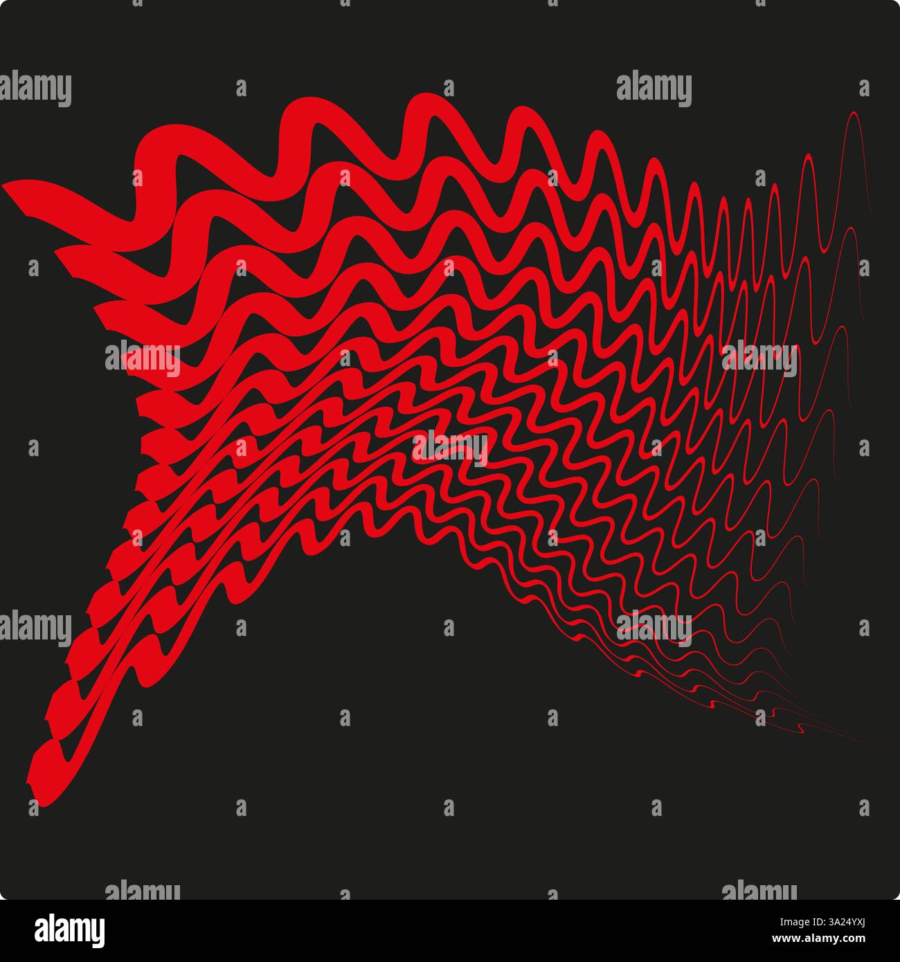 Red wavy pattern. Optical illusion waves. Vibrant abstract shape ...