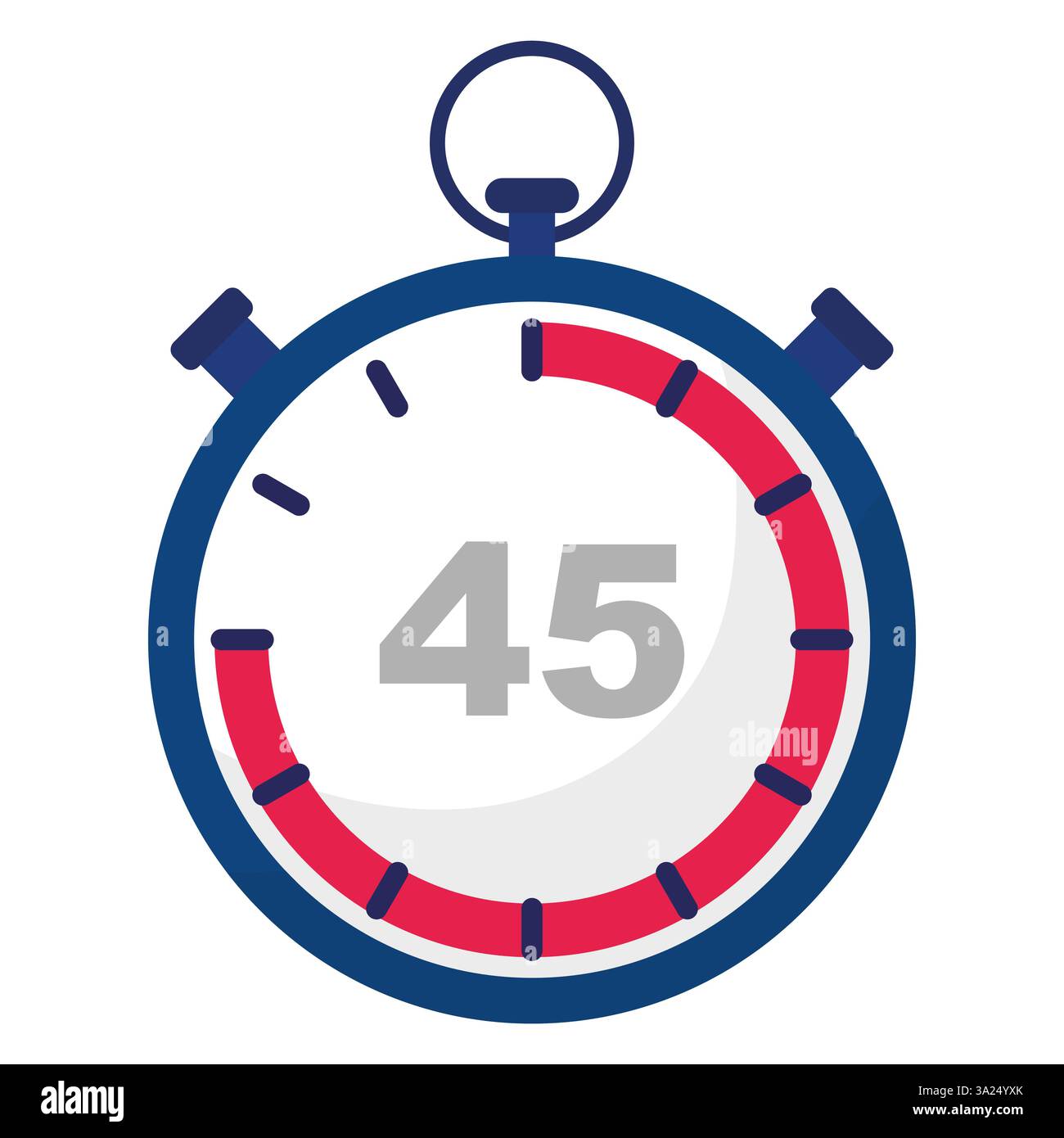 Stopwatch icon. Number forty five. Time countdown. Red marked timer ...