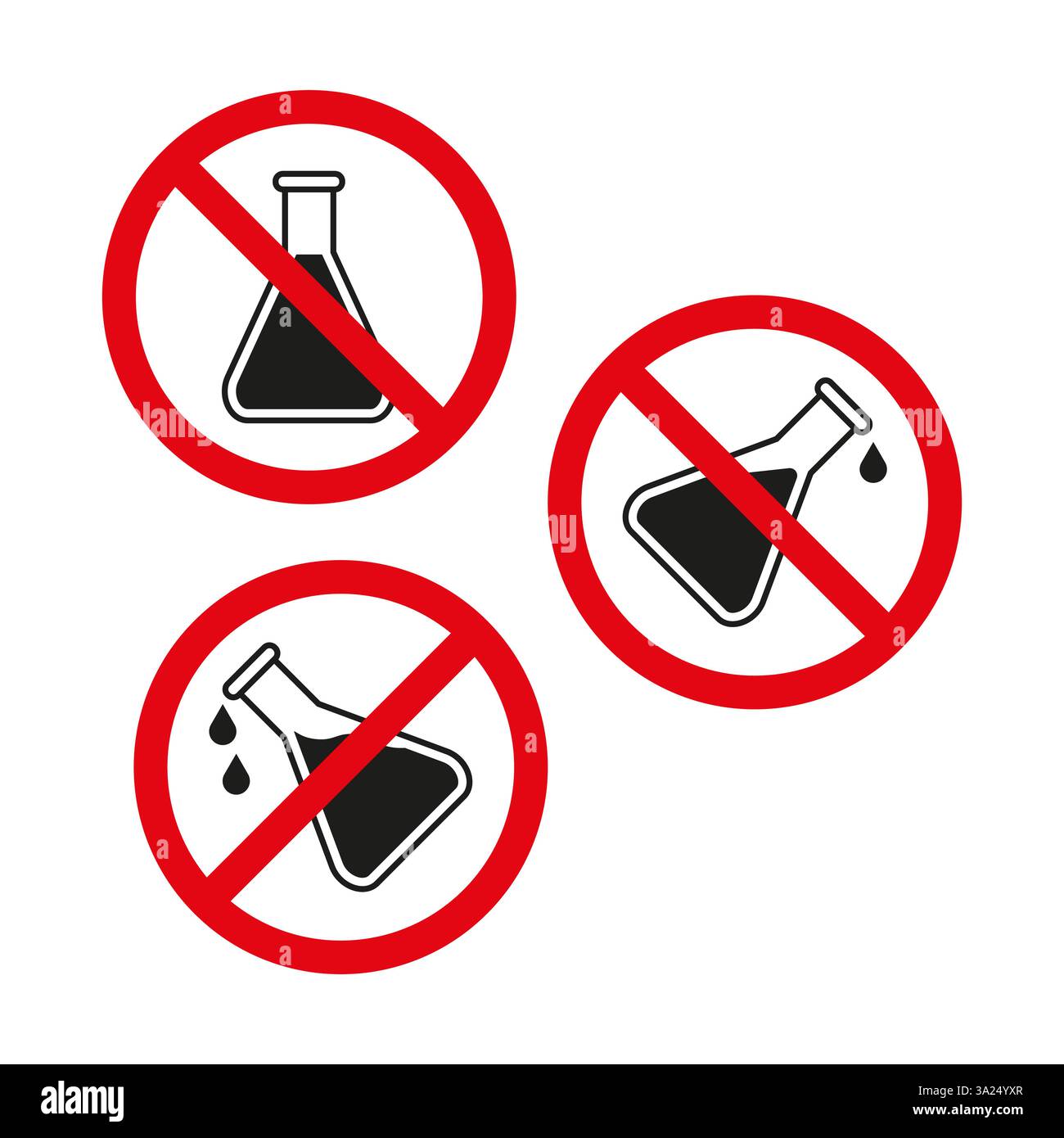 No chemicals symbol. Prohibited toxic liquids. Hazardous substance ...