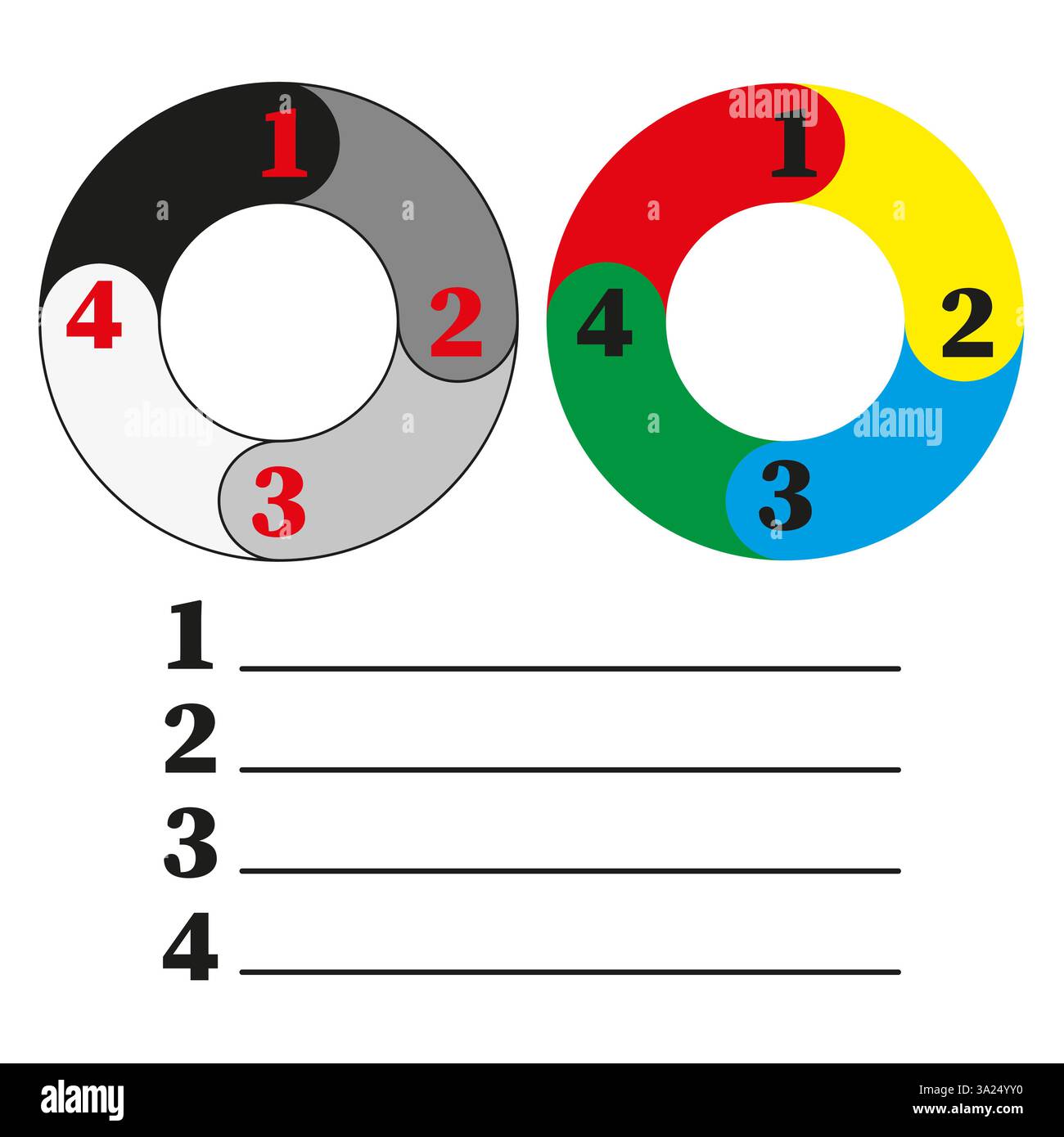 Number icon. Cycle four symbol. Colorful stage illustration. Vector ...