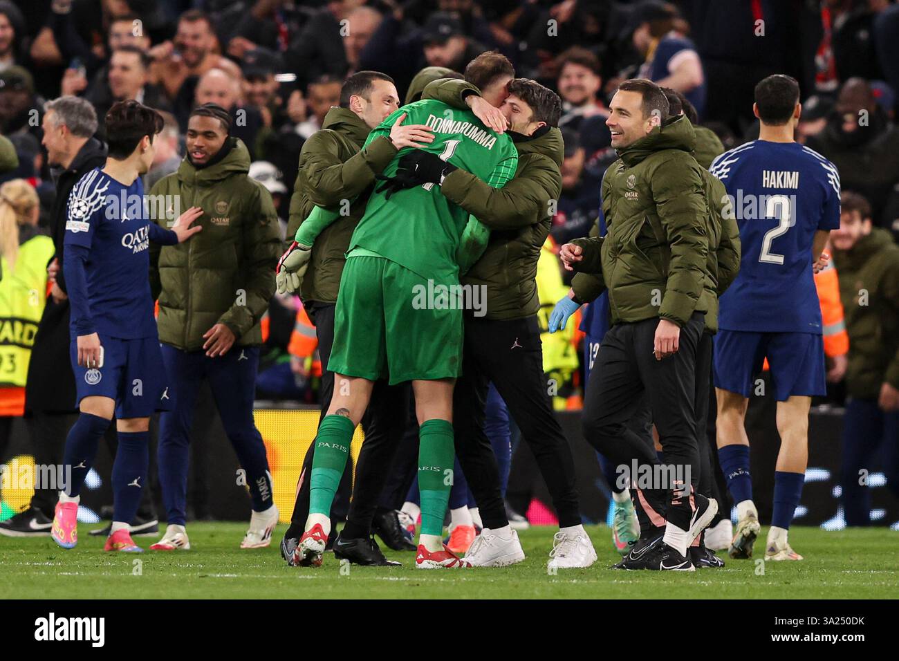 PSG players celebrate with the fans at full-time during the Liverpool ...