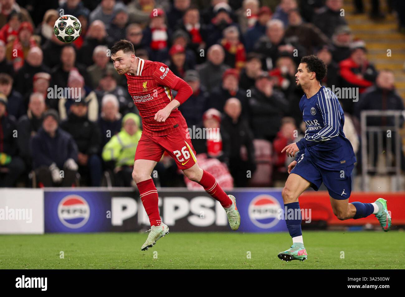 Liverpool, UK. 11th Mar, 2025. Andrew Robertson of Liverpool under ...