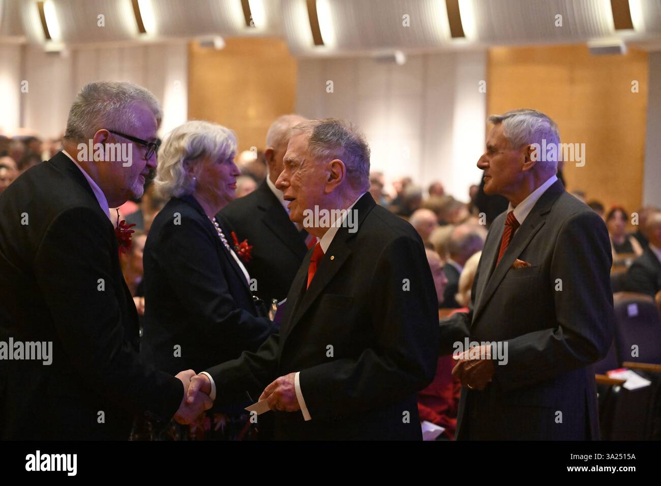 Former Justice Michael Kirby (centre) attends a State Memorial service ...