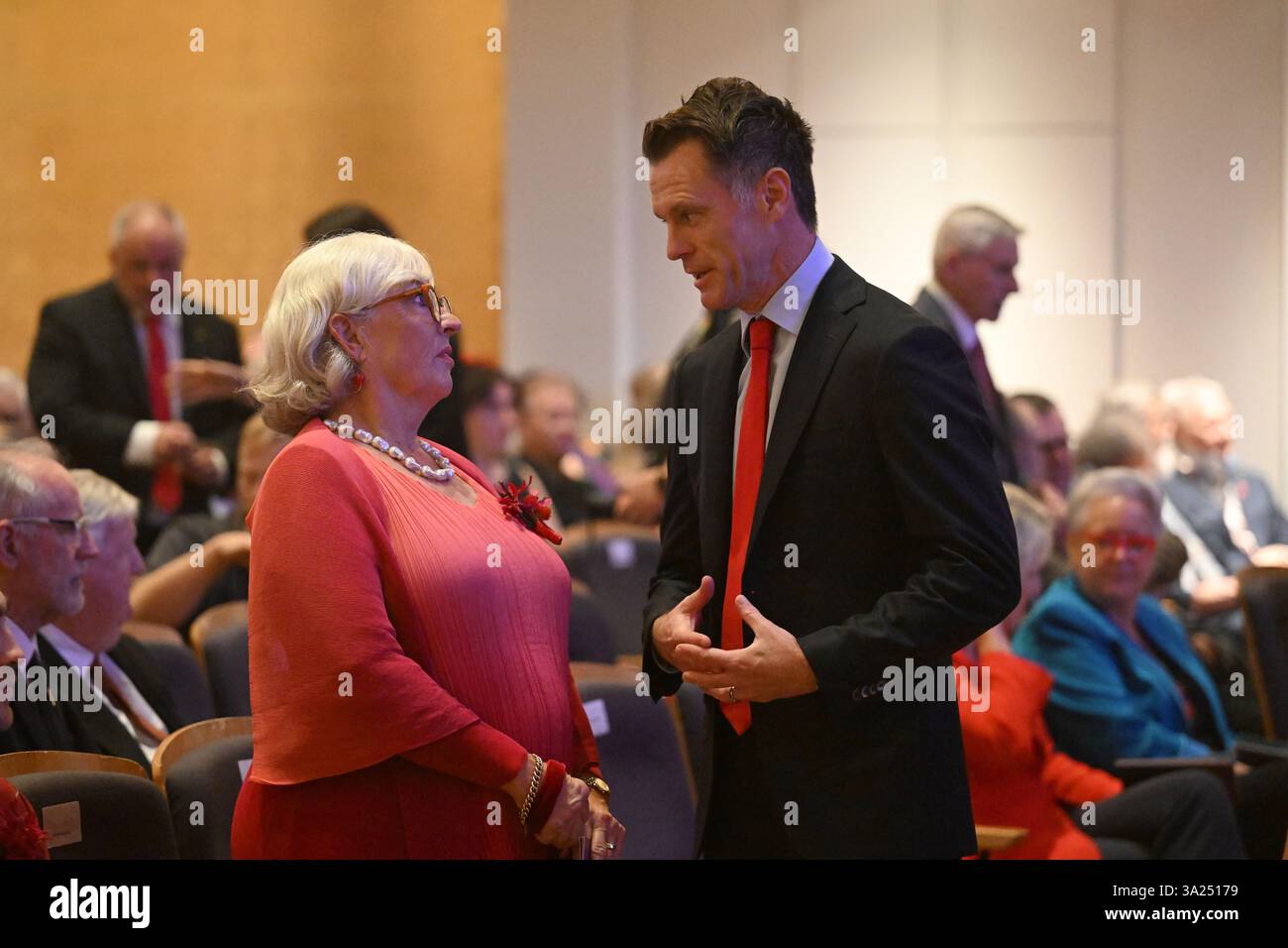 Sydney, Australia. 12th Mar, 2025. NSW Premier Chris Minns chats wioth ...