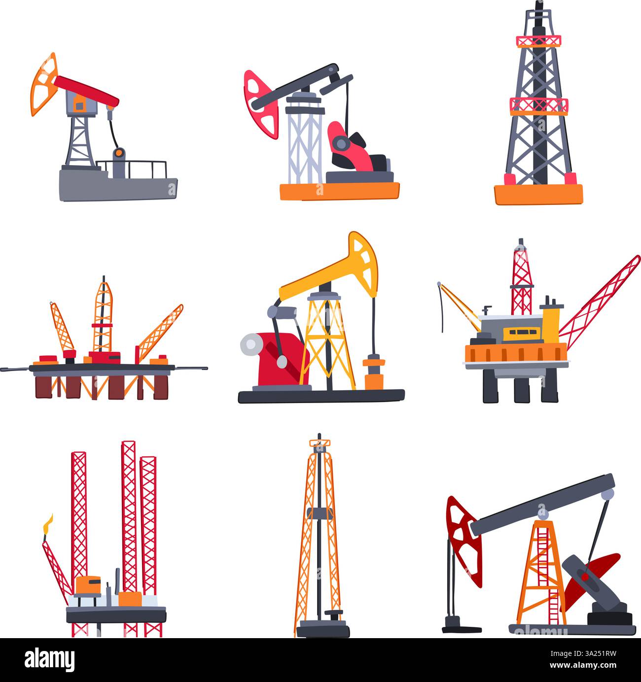 oil rig set cartoon vector illustration Stock Vector Image & Art - Alamy