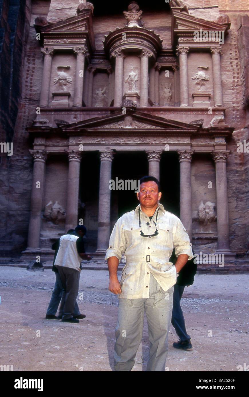 King Abdulah ll of Jordan touring Petra duirng the filming of Jordan ...