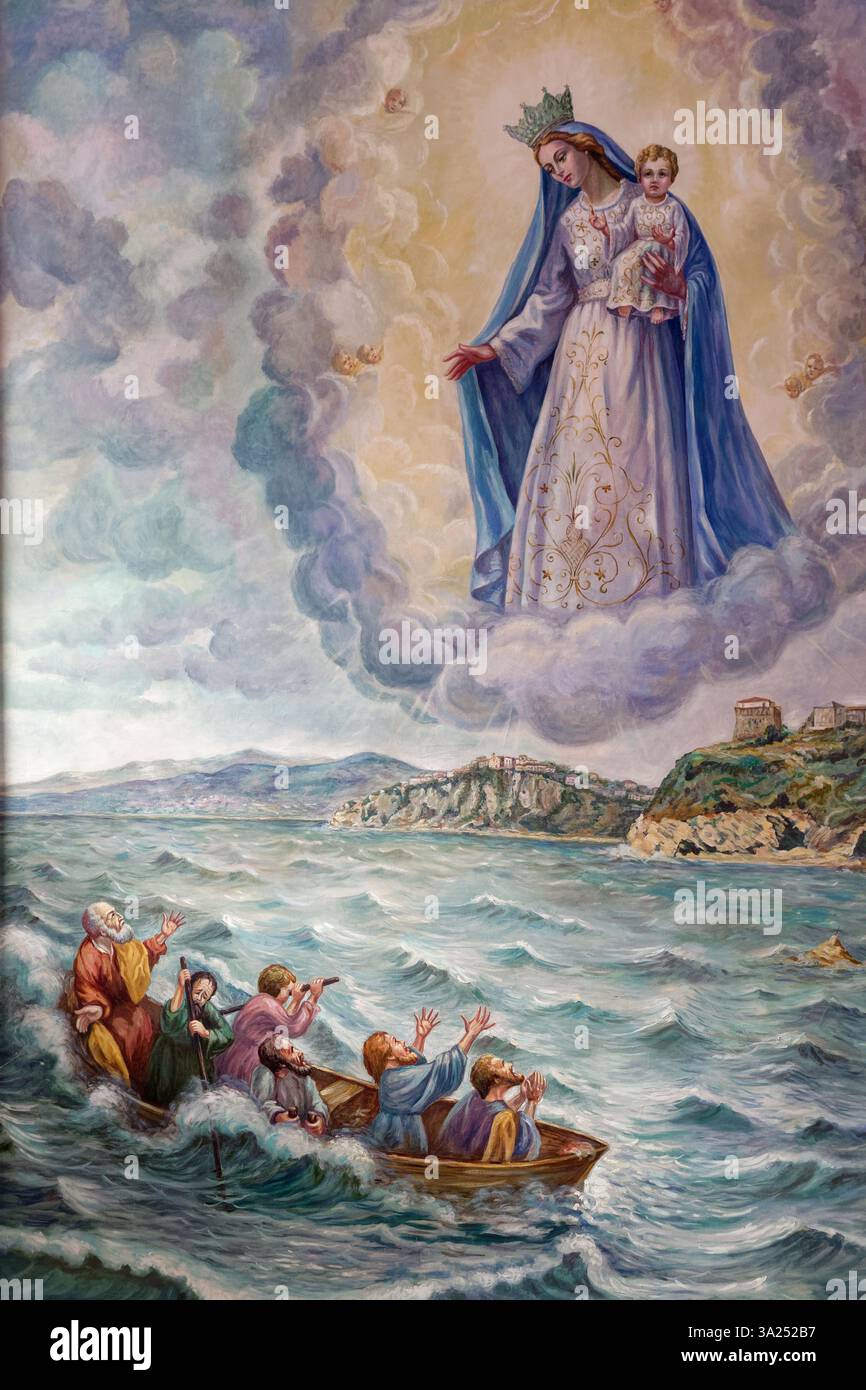 Agropoli, ITALY - 10-29-2024: Painting (19th century) of Blessed Virgin ...