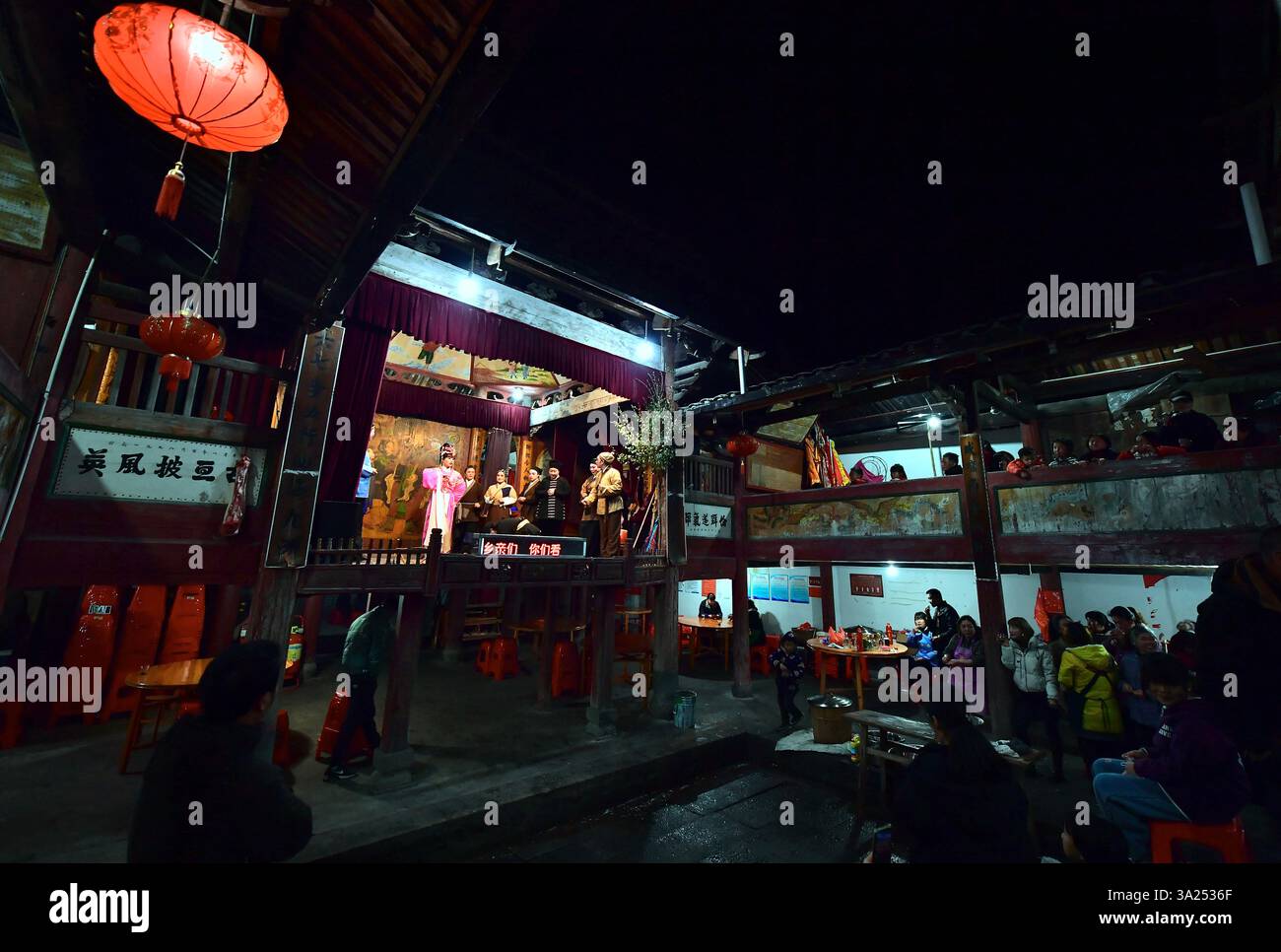 Nanping,China.8th March 2025. Actors from Yangyuan Township Siping Opera Troupe perform Siping ...