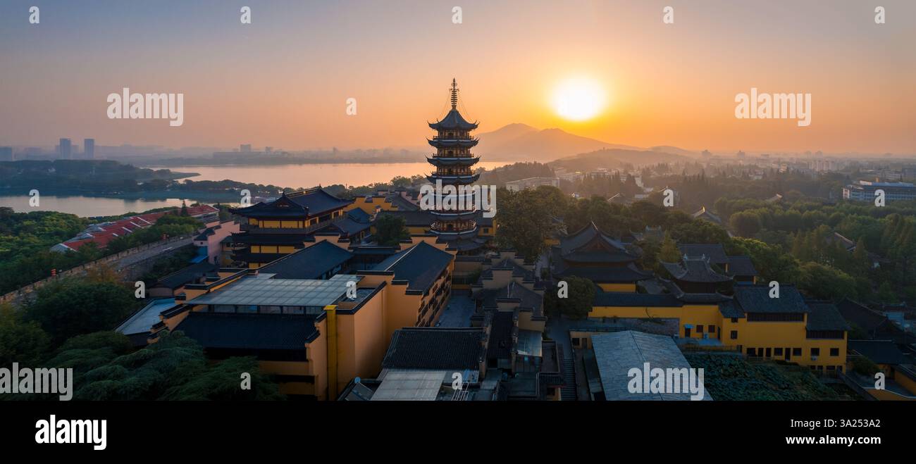 Aerial view of Jiming Temple, Nanjing, Jiangsu Province, China Stock ...