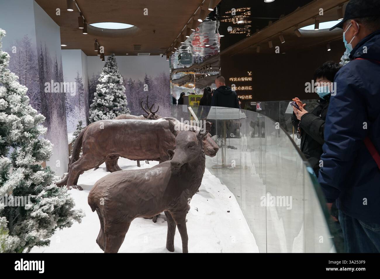 Harbin,China.10th March 2025. Tourists take photos of a large snowman ...