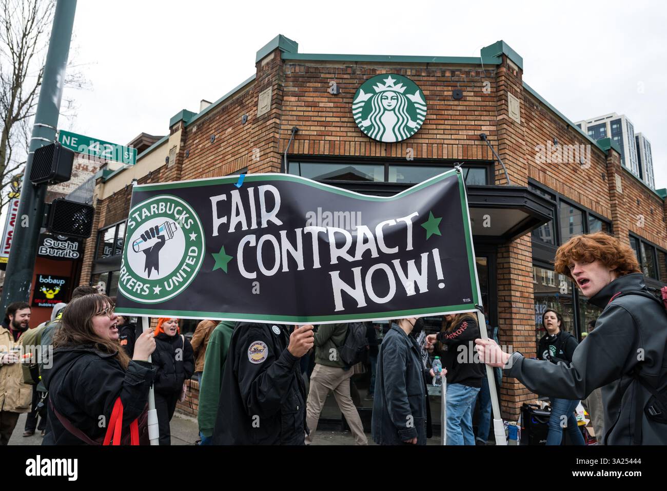 Seattle, USA. 11th Mar 2025. Union members and allies occupied the ...