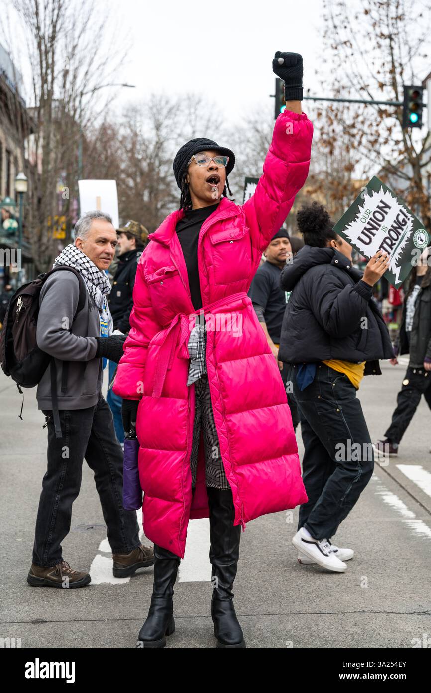 Seattle, USA. 11th Mar 2025. Union members and allies occupied the ...