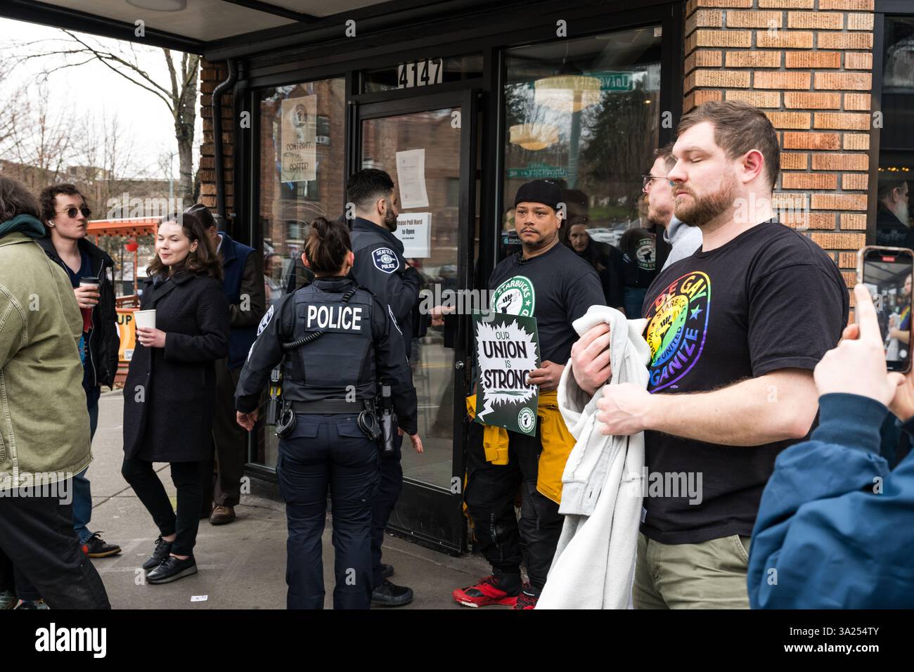Seattle, USA. 11th Mar 2025. Union members and allies occupied the ...