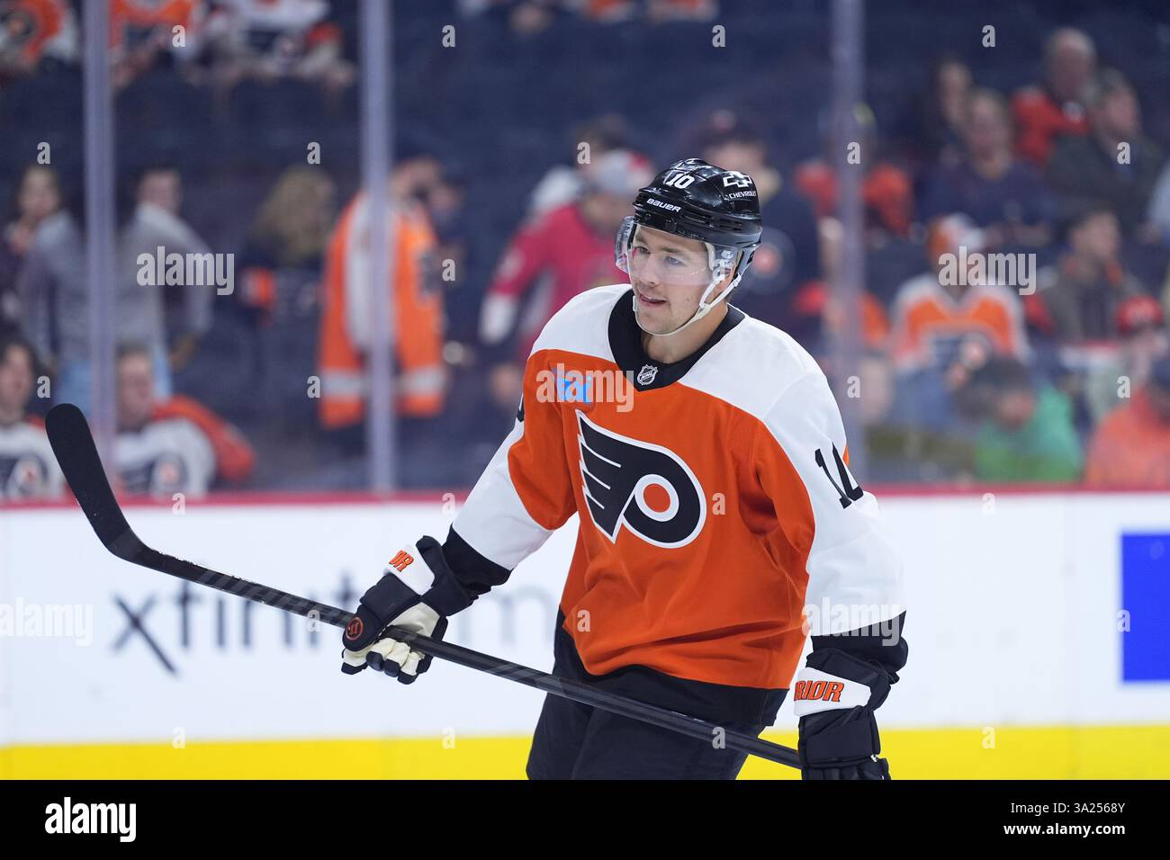 Philadelphia Flyers' Bobby Brink plays during an NHL hockey game ...