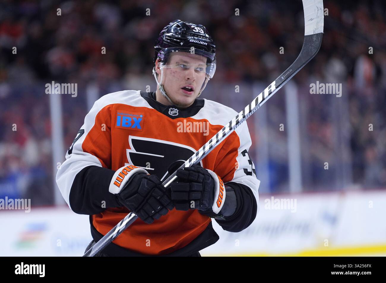 Philadelphia Flyers' Matvei Michkov plays during an NHL hockey game ...