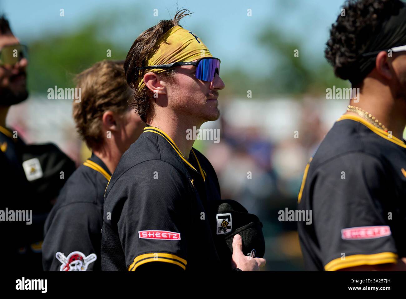 Pittsburgh Pirates Bryce Johnson (59) during the national anthem before ...