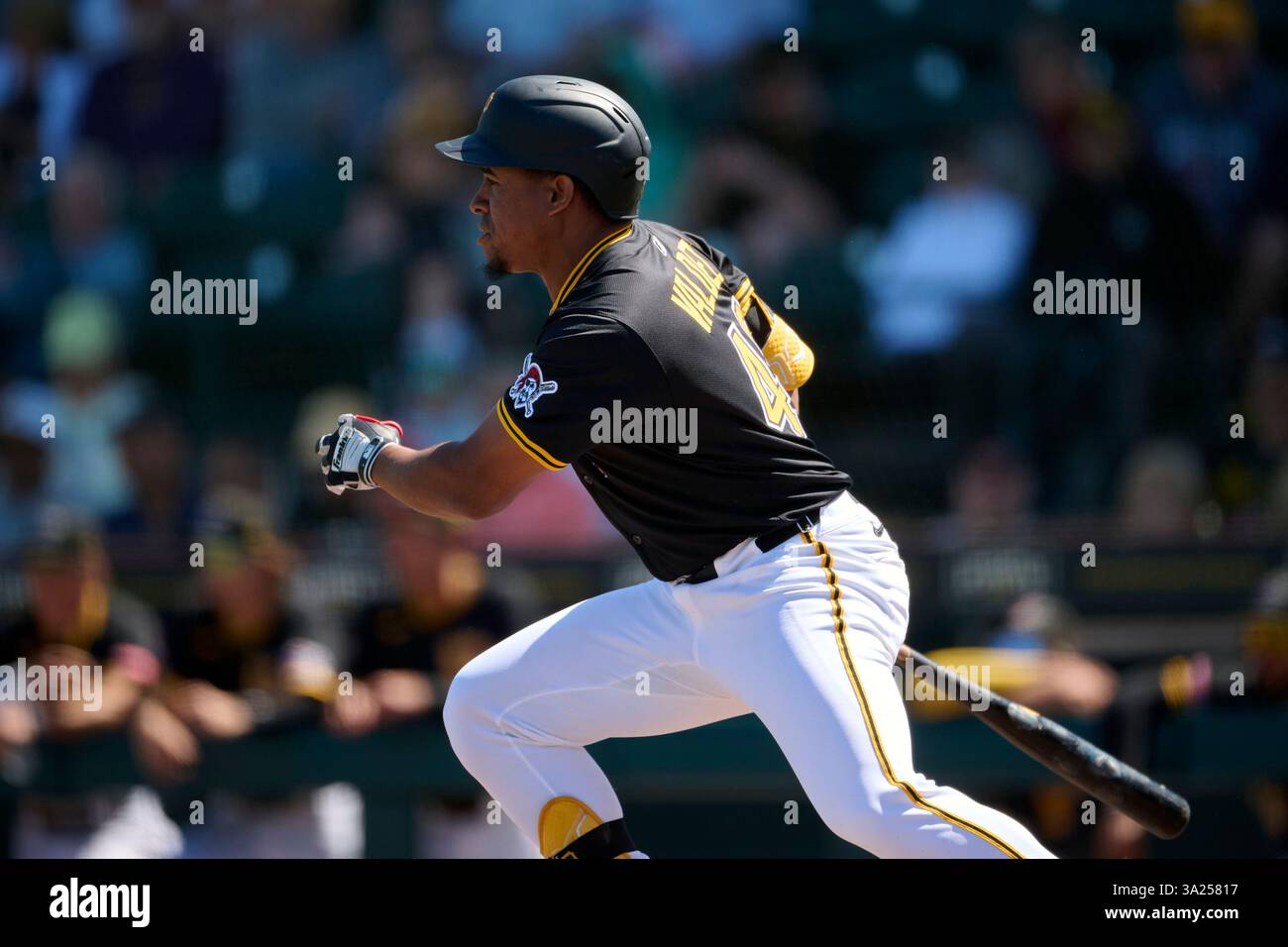 Pittsburgh Pirates Enmanuel Valdez (48) at bat during an MLB Spring ...