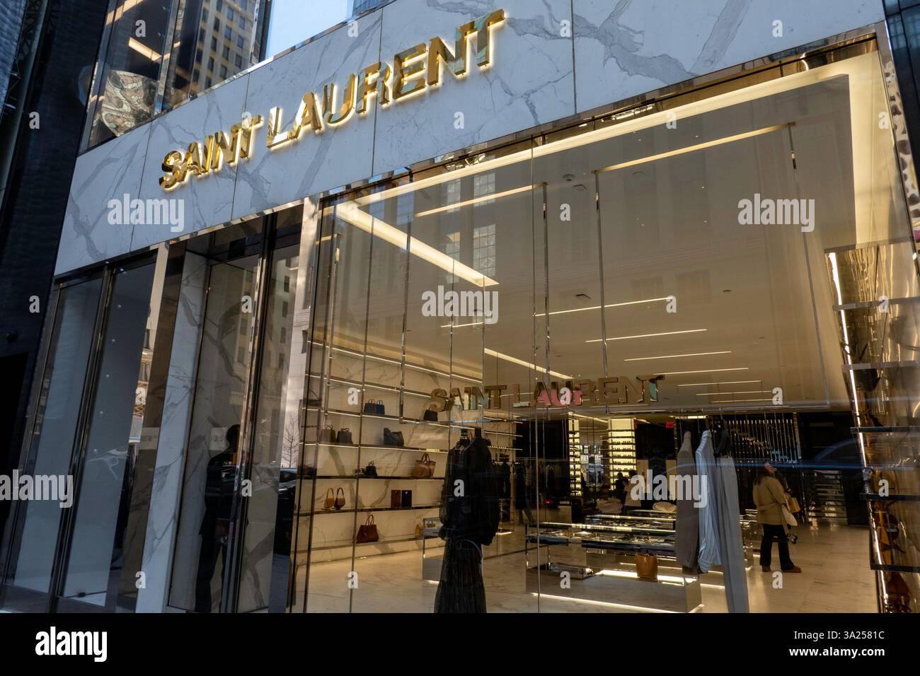 Saint Laurent is a high-end fashion designer store, Midtown Manhattan, 2025, New York City, USA ...