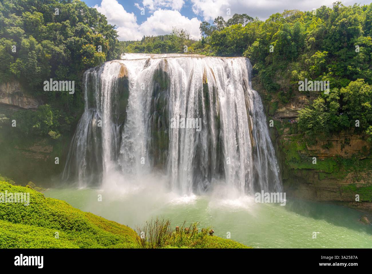 Huangguoshu Waterfall is located on the Baishui River in Guizhou ...