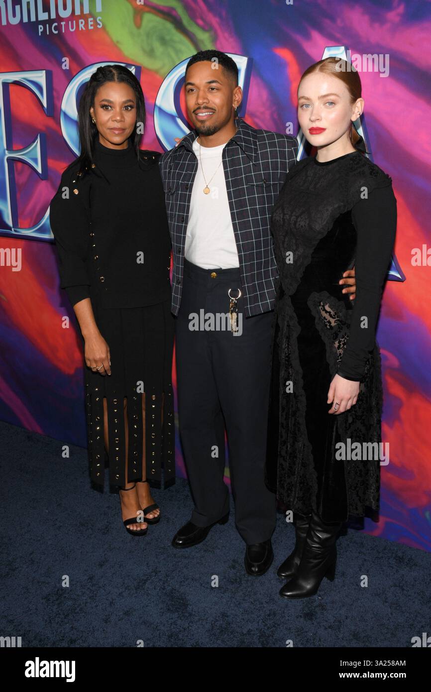 New York, USA. 11th Mar, 2025. (L-R) Regina Hall, Kelvin Harrison Jr. and Sadie Sink attend "O ...