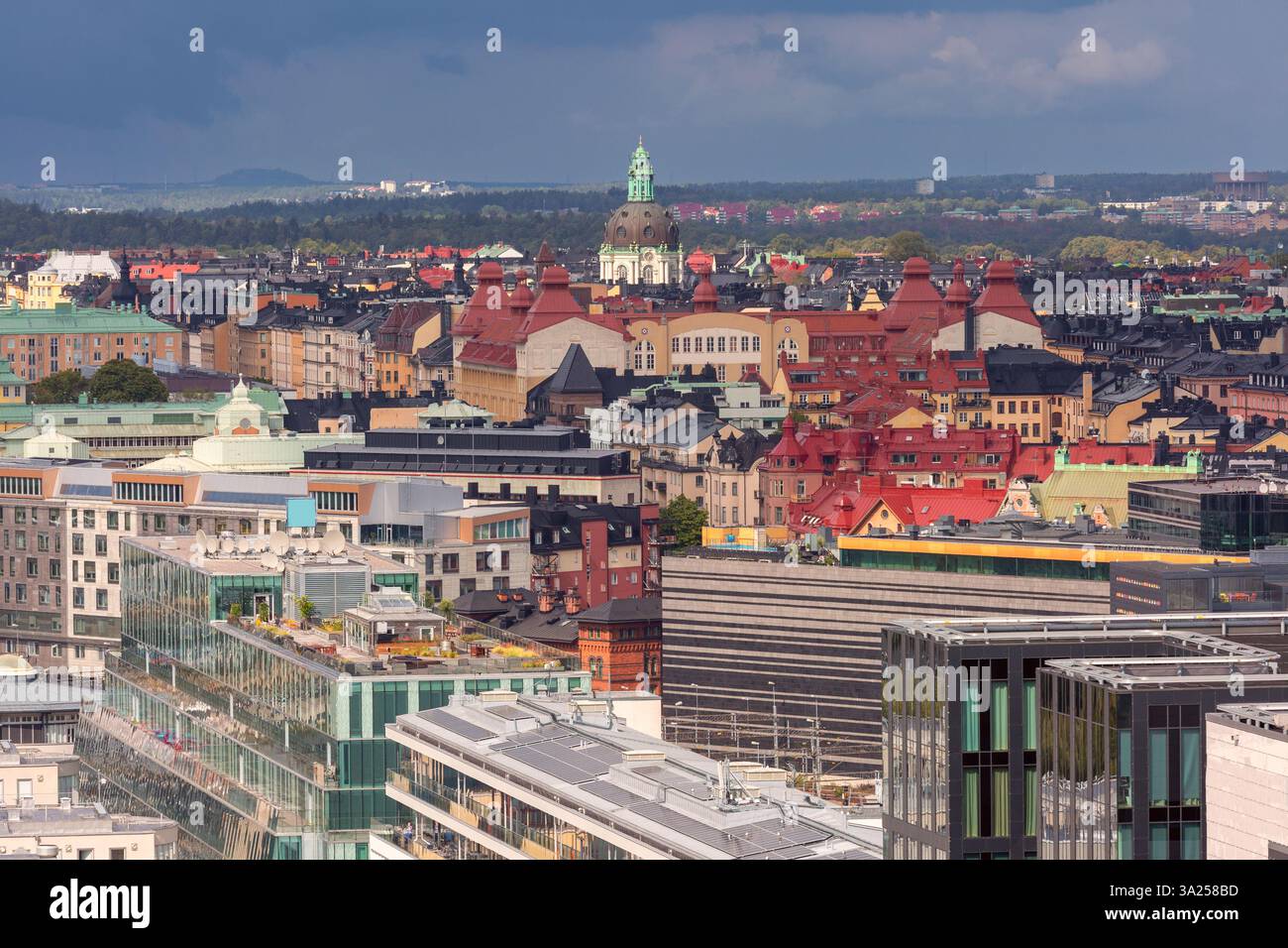 Aerial view of Stockholm architecture mixing old and new, Sweden Stock ...