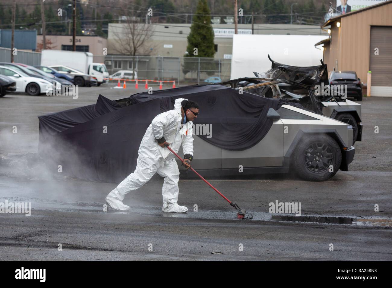 Seattle, Washington, USA. 11th March 2025. Members of a maintenance ...