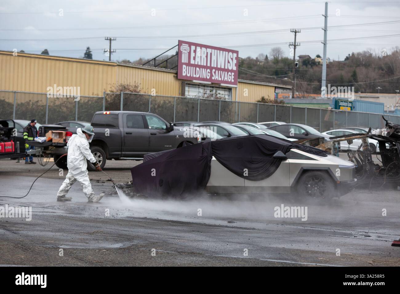 Seattle, Washington, USA. 11th March 2025. Members of a maintenance ...