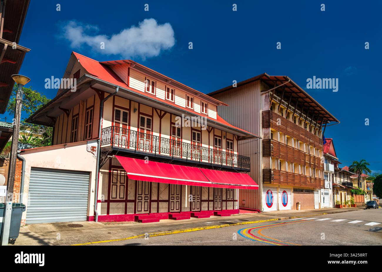 Traditional architecture of Cayenne, the capital of French Guiana in ...