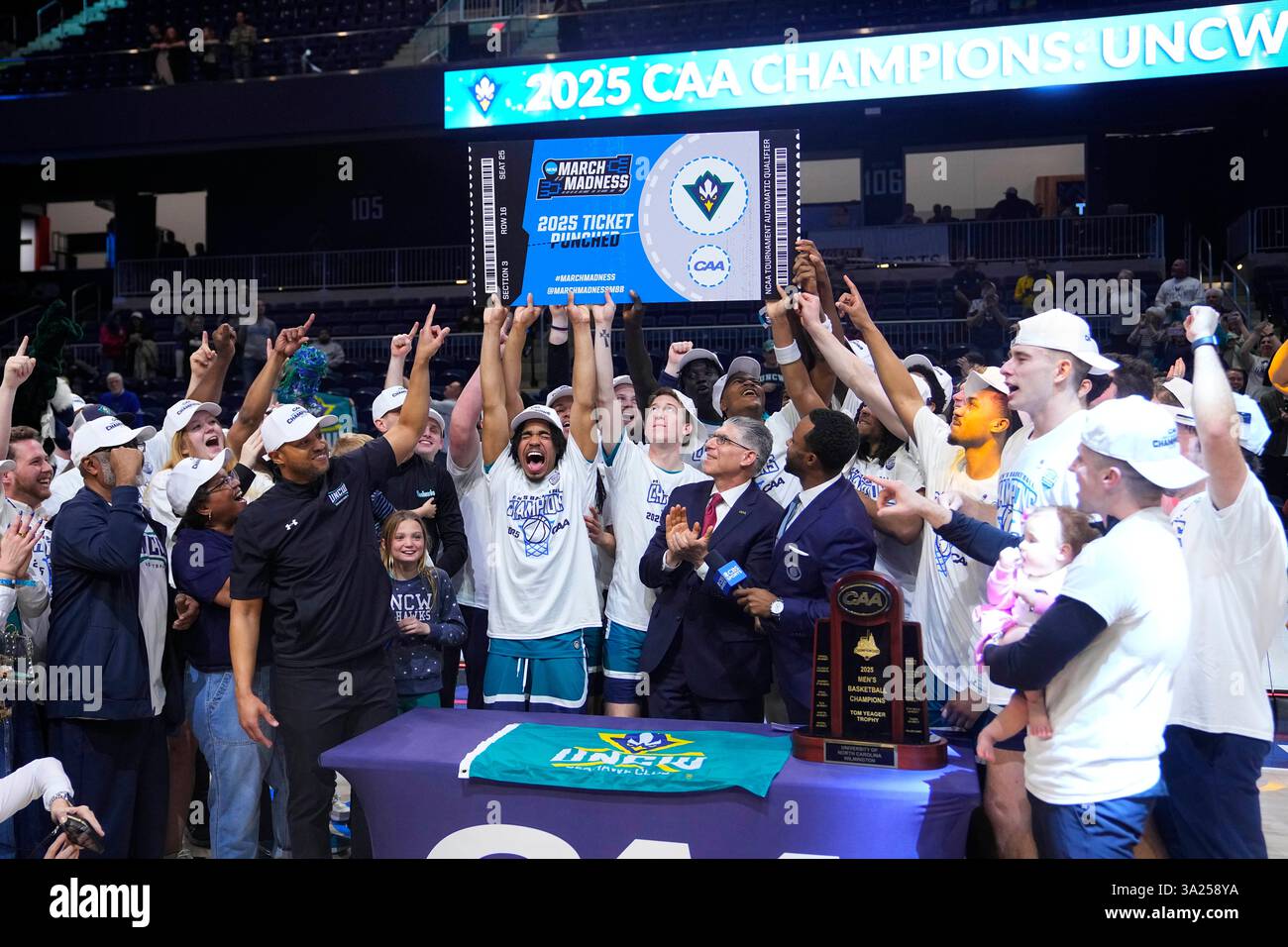 WASHINGTON, DC - MARCH 11: The UNC Wilmington Seahawks celebrate by ...