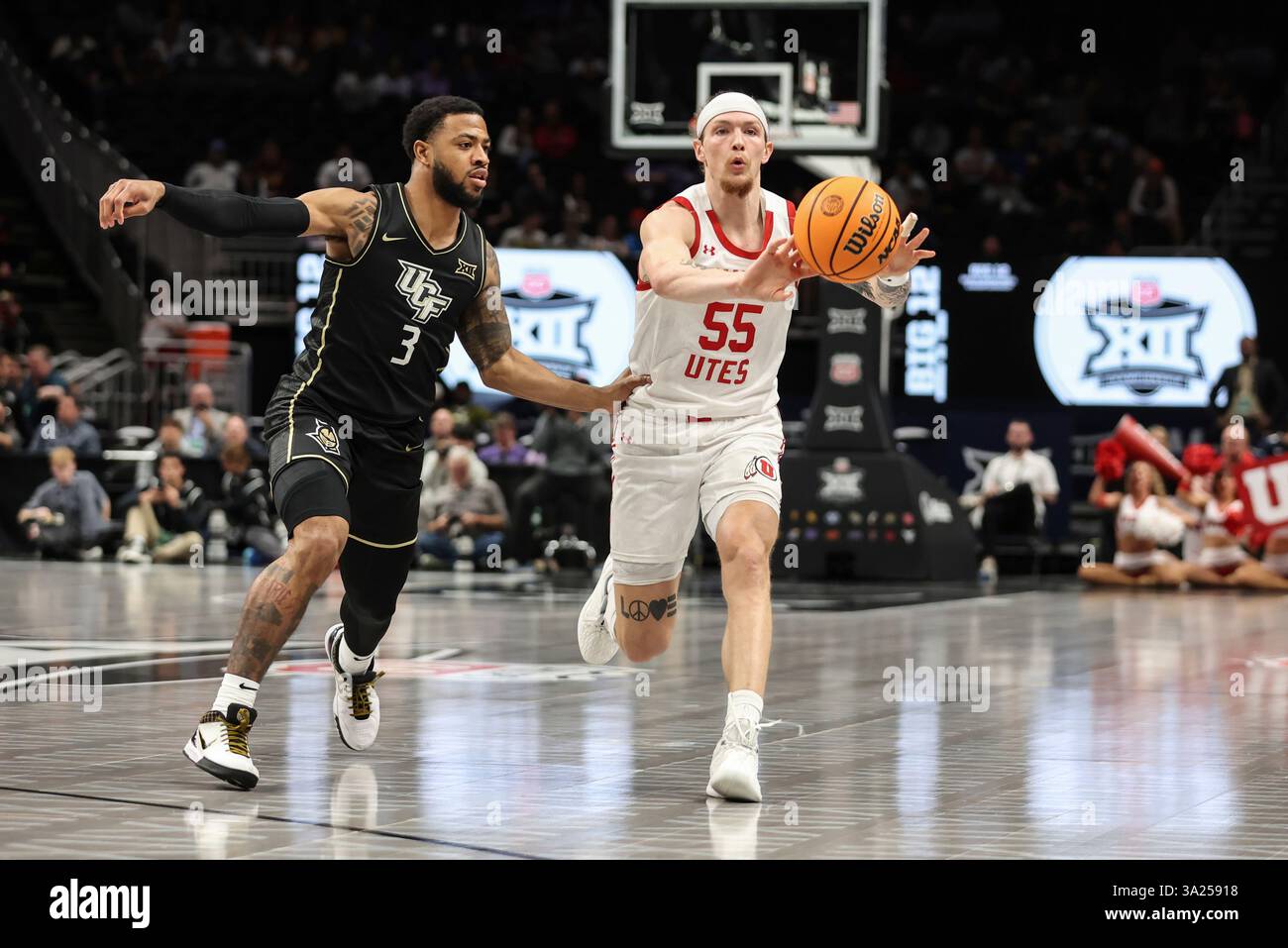 KANSAS CITY, MO - MARCH 11: Utah Utes guard Gabe Madsen (55) makes a ...