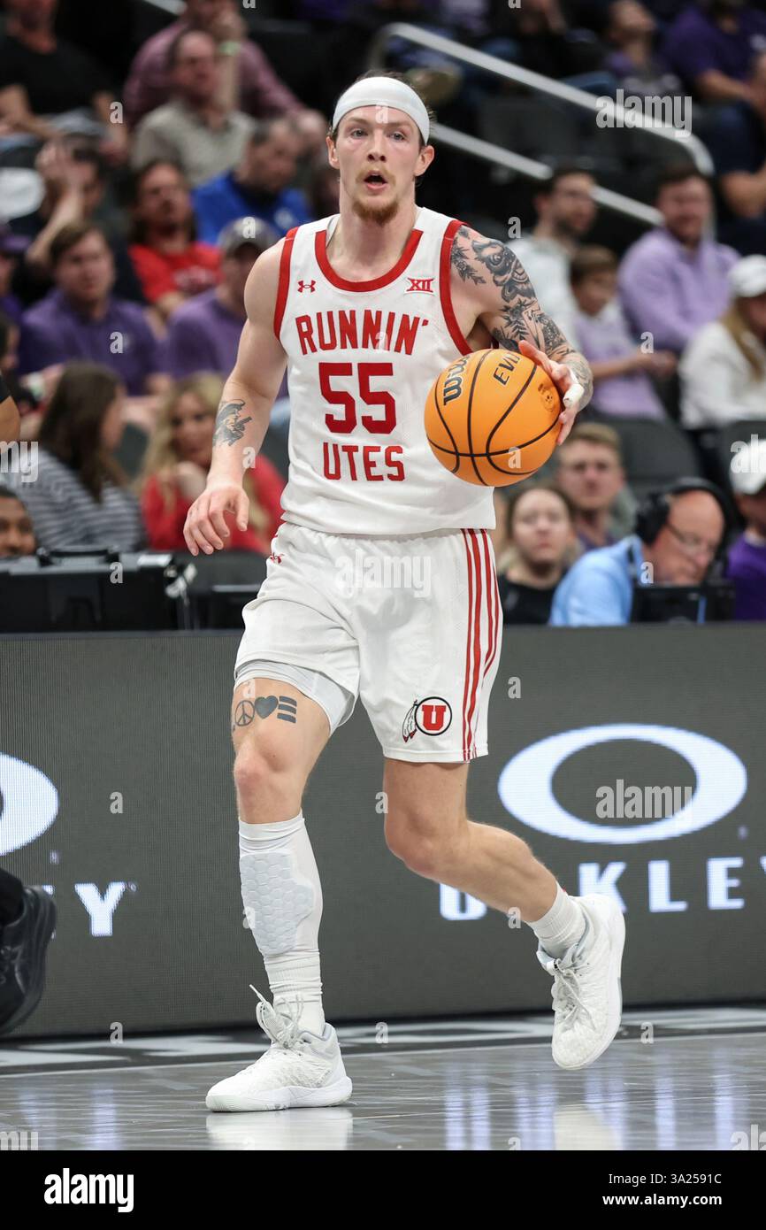 KANSAS CITY, MO - MARCH 11: Utah Utes guard Gabe Madsen (55) with the ...
