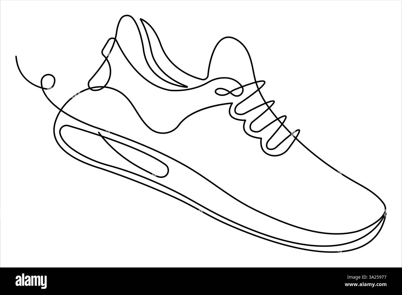 Continuous single one line drawing of casual sneakers shoes minimalism ...