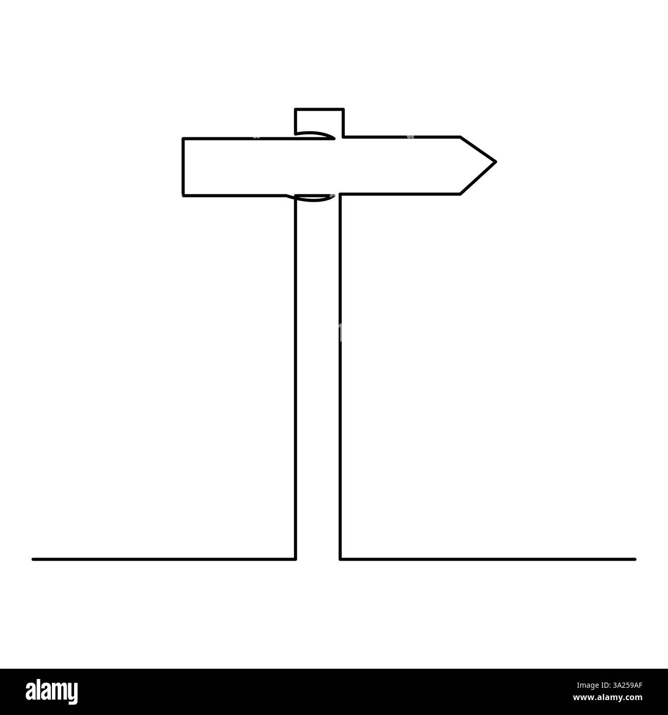 Road direction continuous one line drawing of signpost arrows to the ...