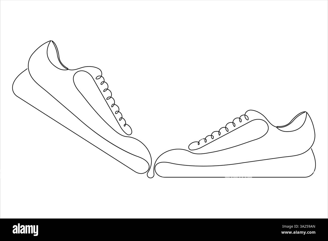 Continuous single one line drawing of casual sneakers shoes minimalism ...