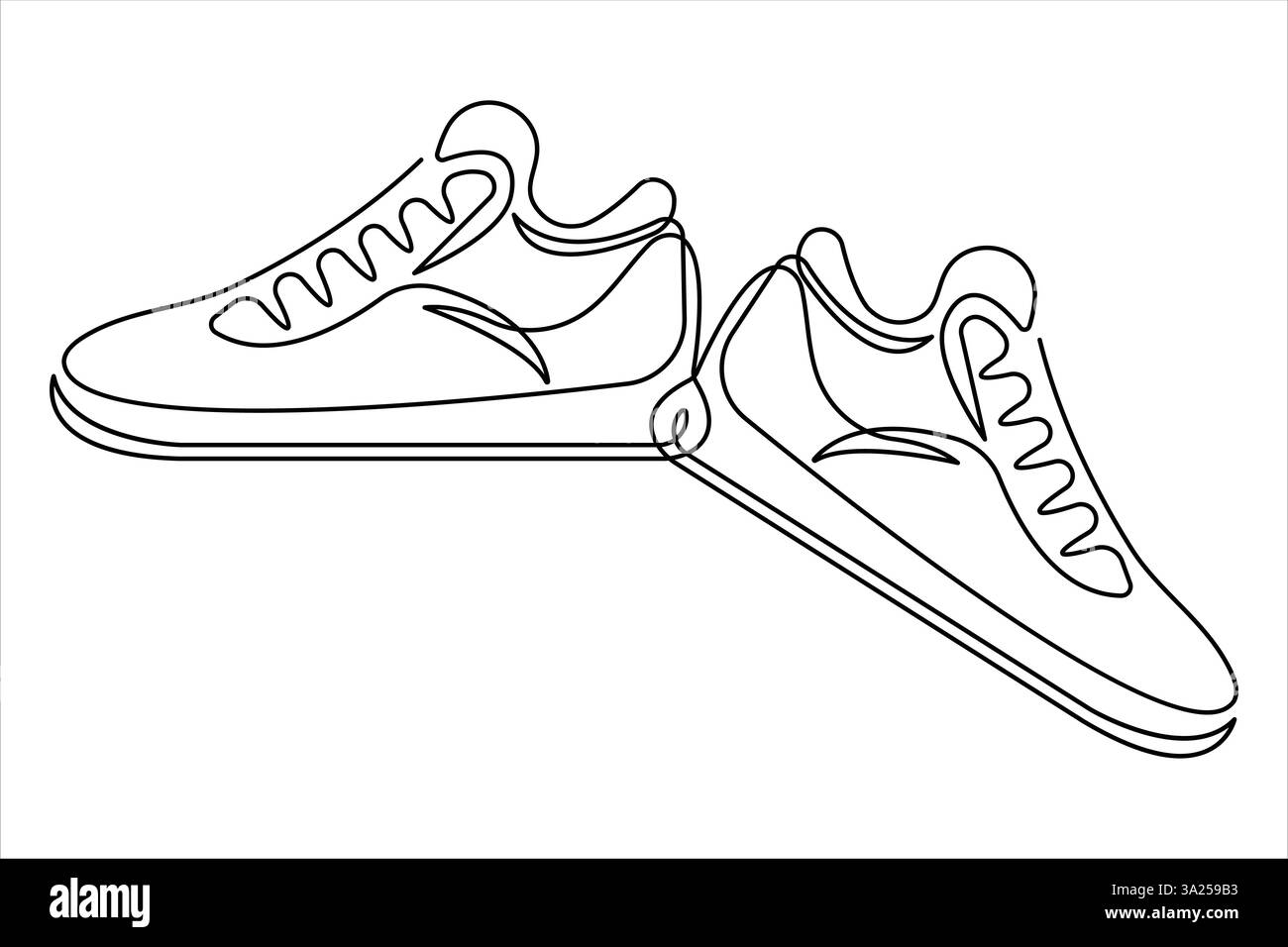 Continuous single one line drawing of casual sneakers shoes minimalism ...