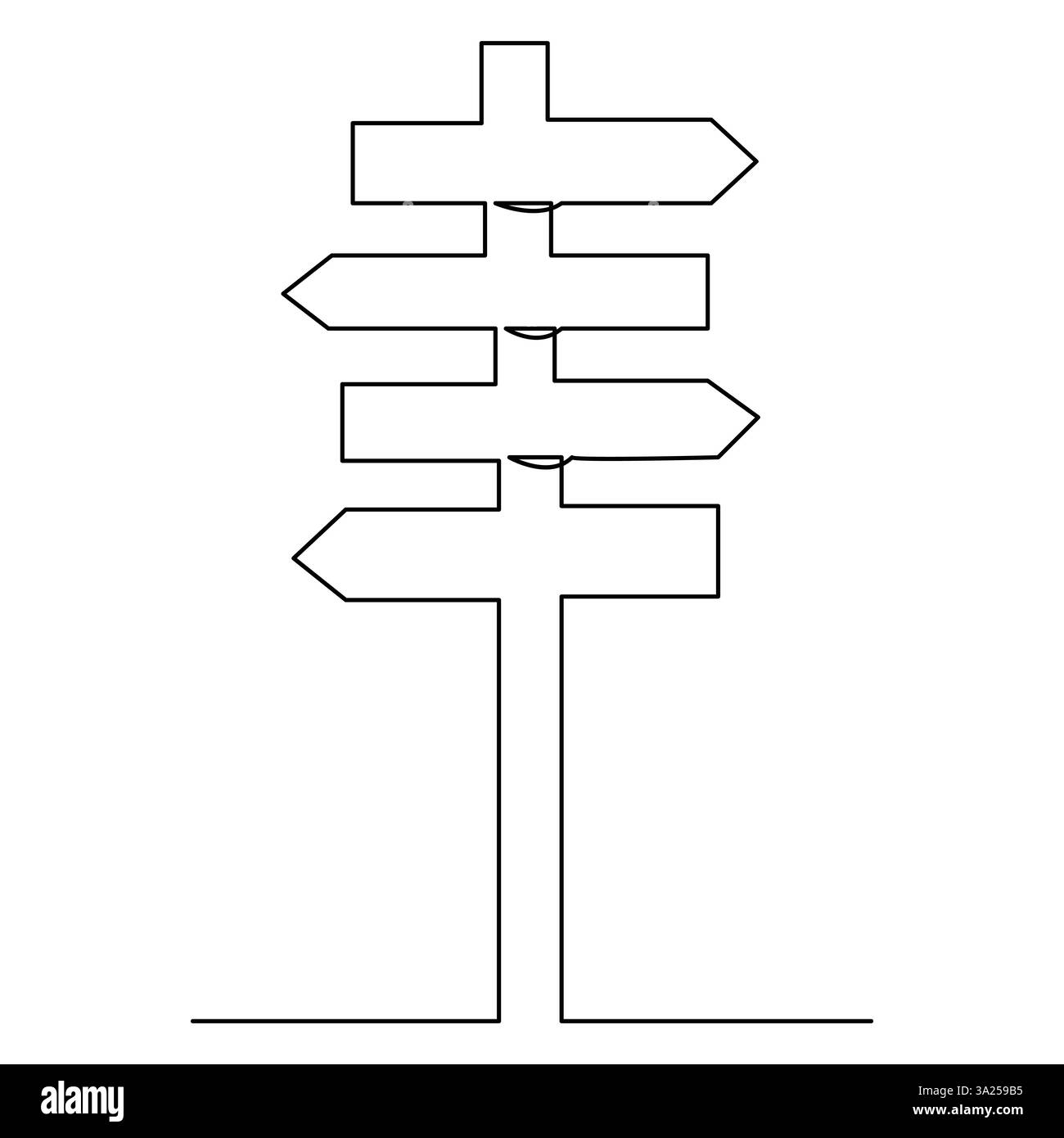 Road direction continuous one line drawing of signpost arrows to the ...