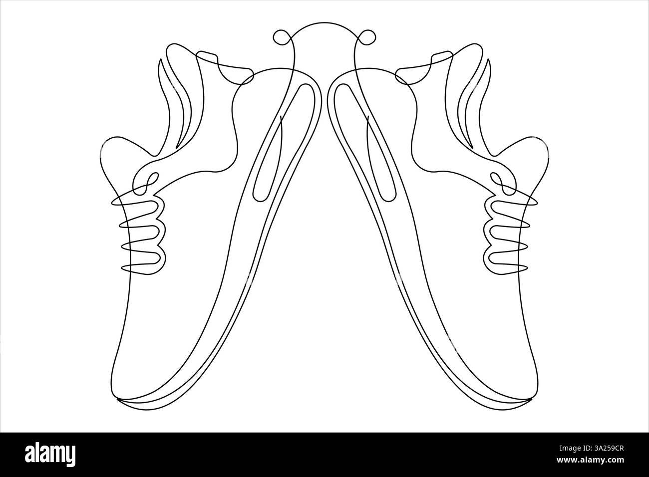 Continuous single one line drawing of casual sneakers shoes minimalism ...