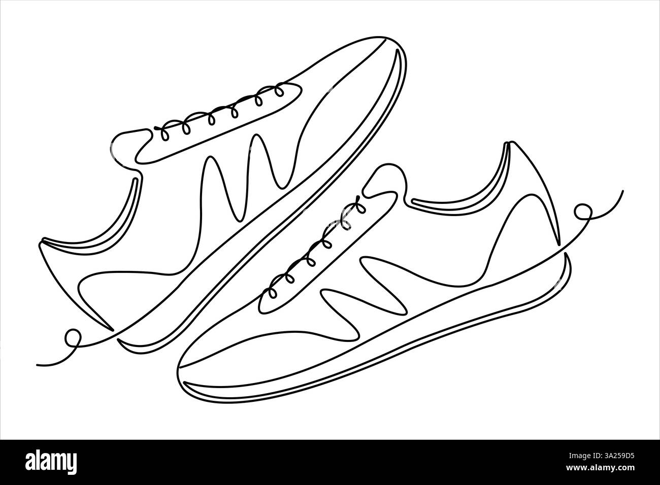 Continuous single one line drawing of casual sneakers shoes minimalism ...