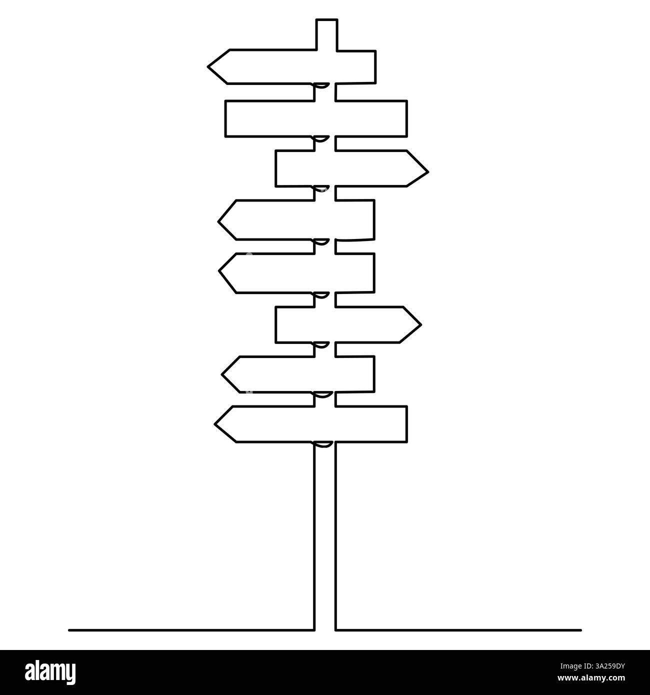 Road direction continuous one line drawing of signpost arrows to the ... Road direction continuous one line drawing of signpost arrows to the ...