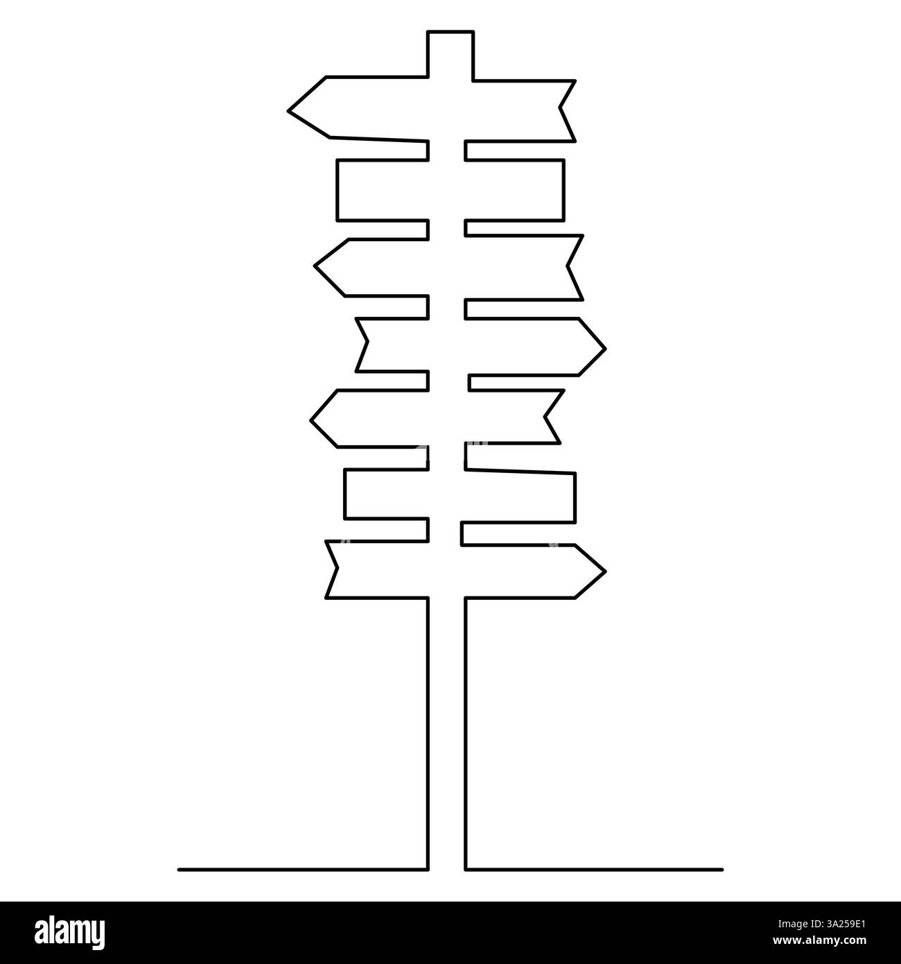 Road direction continuous one line drawing of signpost arrows to the ... Road direction continuous one line drawing of signpost arrows to the ...