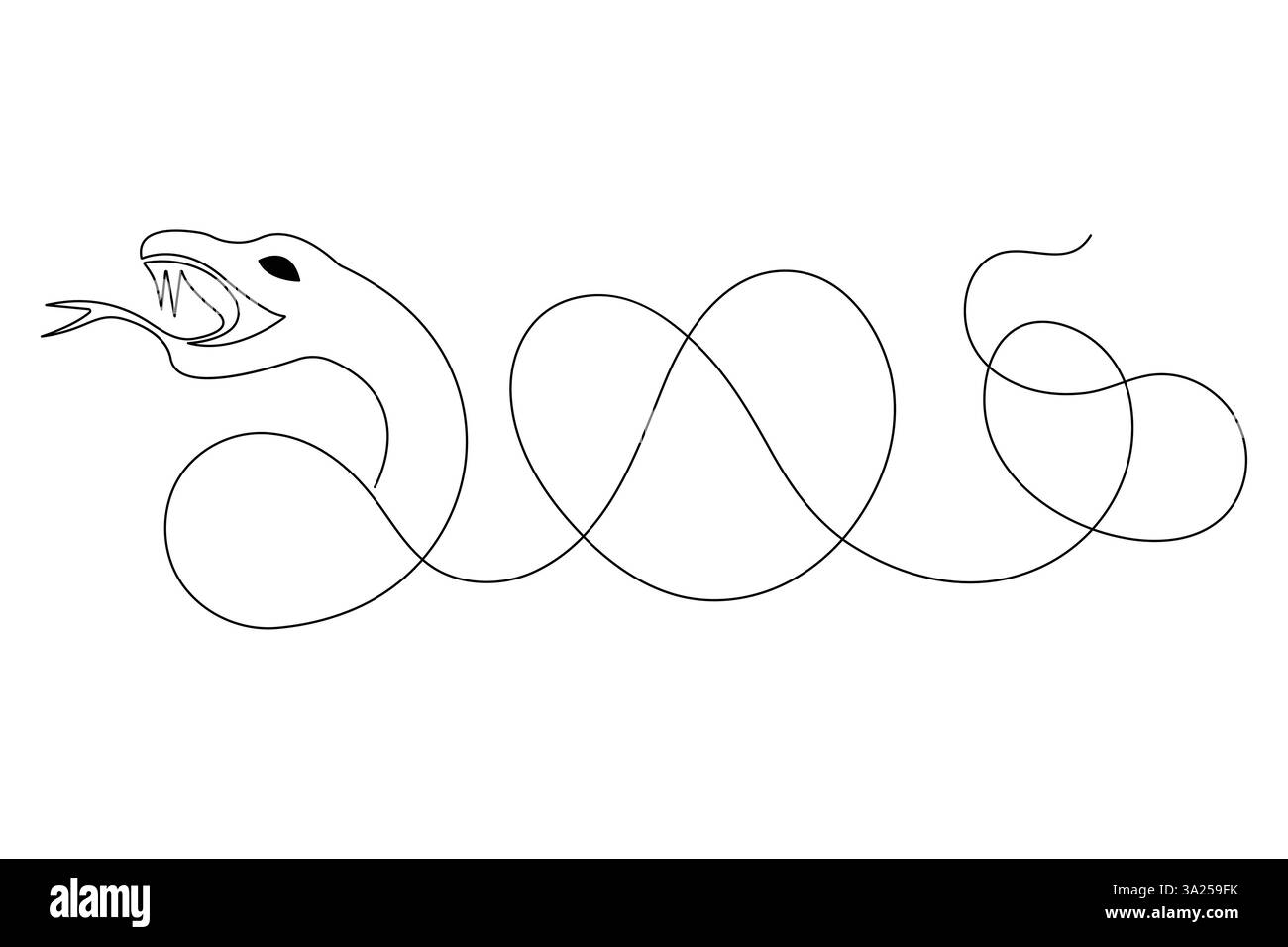 Snake continuous one line art hand drawing symbol. Poisonous reptile ...
