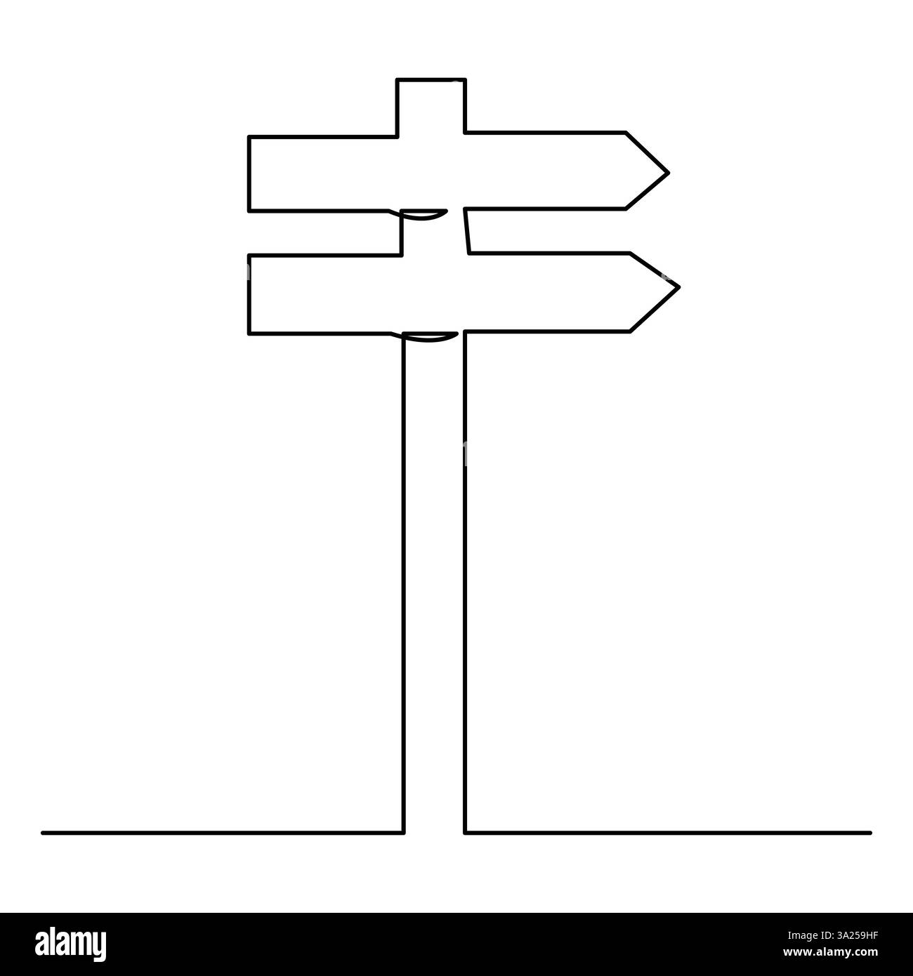 Road direction continuous one line drawing of signpost arrows to the ...