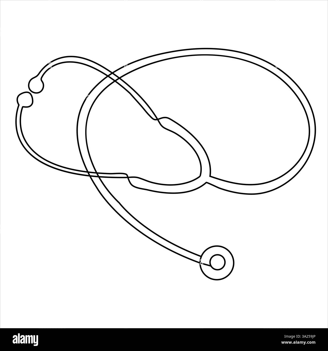 Continuous one line hand drawing of stethoscope outline vector icon and ...